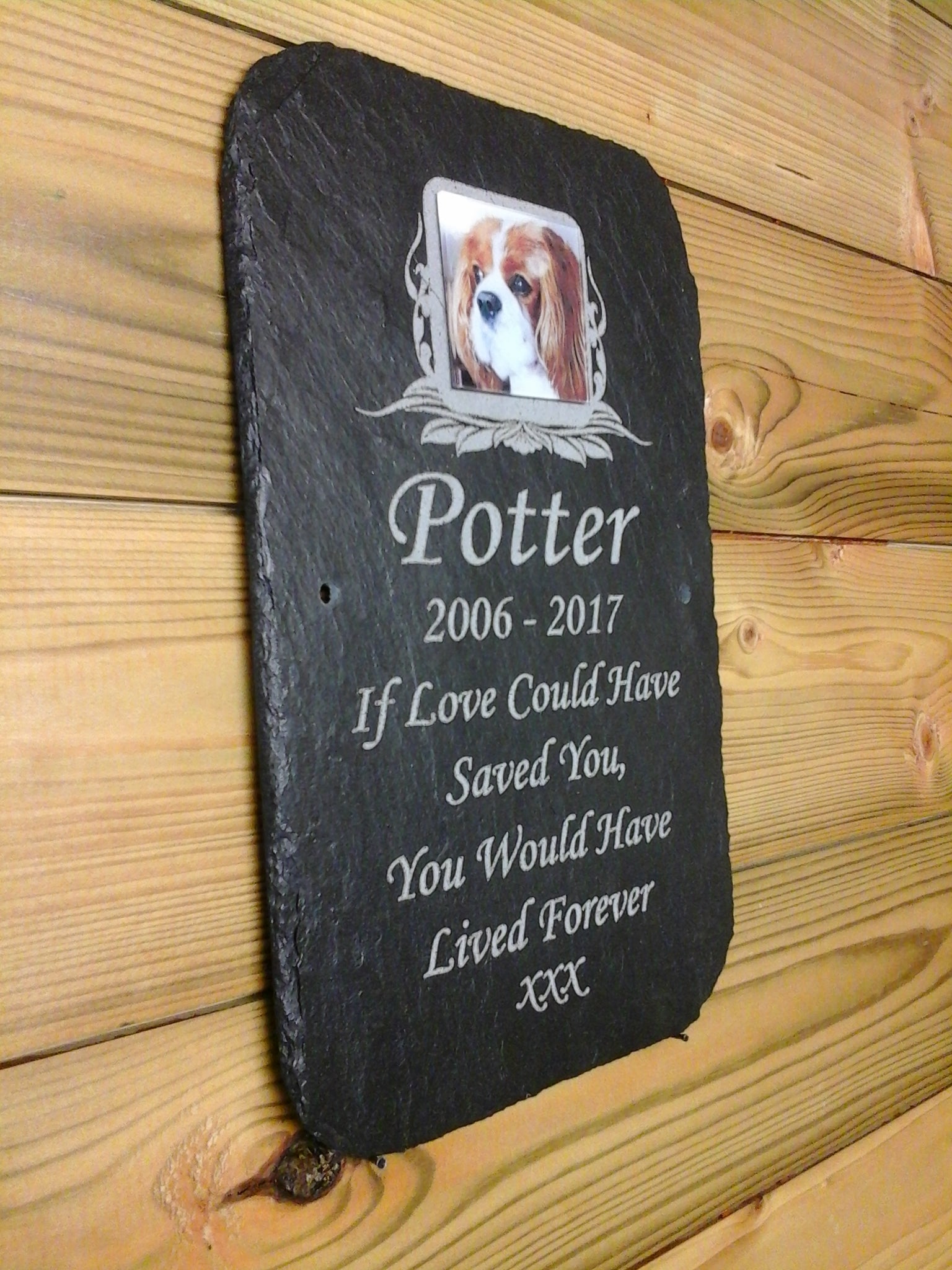 Dog memorial plaque with photo. Pet memorials for outdoors for dogs, c ...