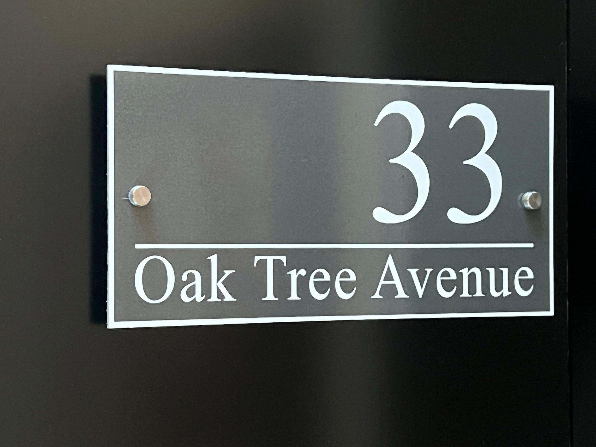 Graphite Grey Aluminium House Sign with White Lettering in Various Siz ...
