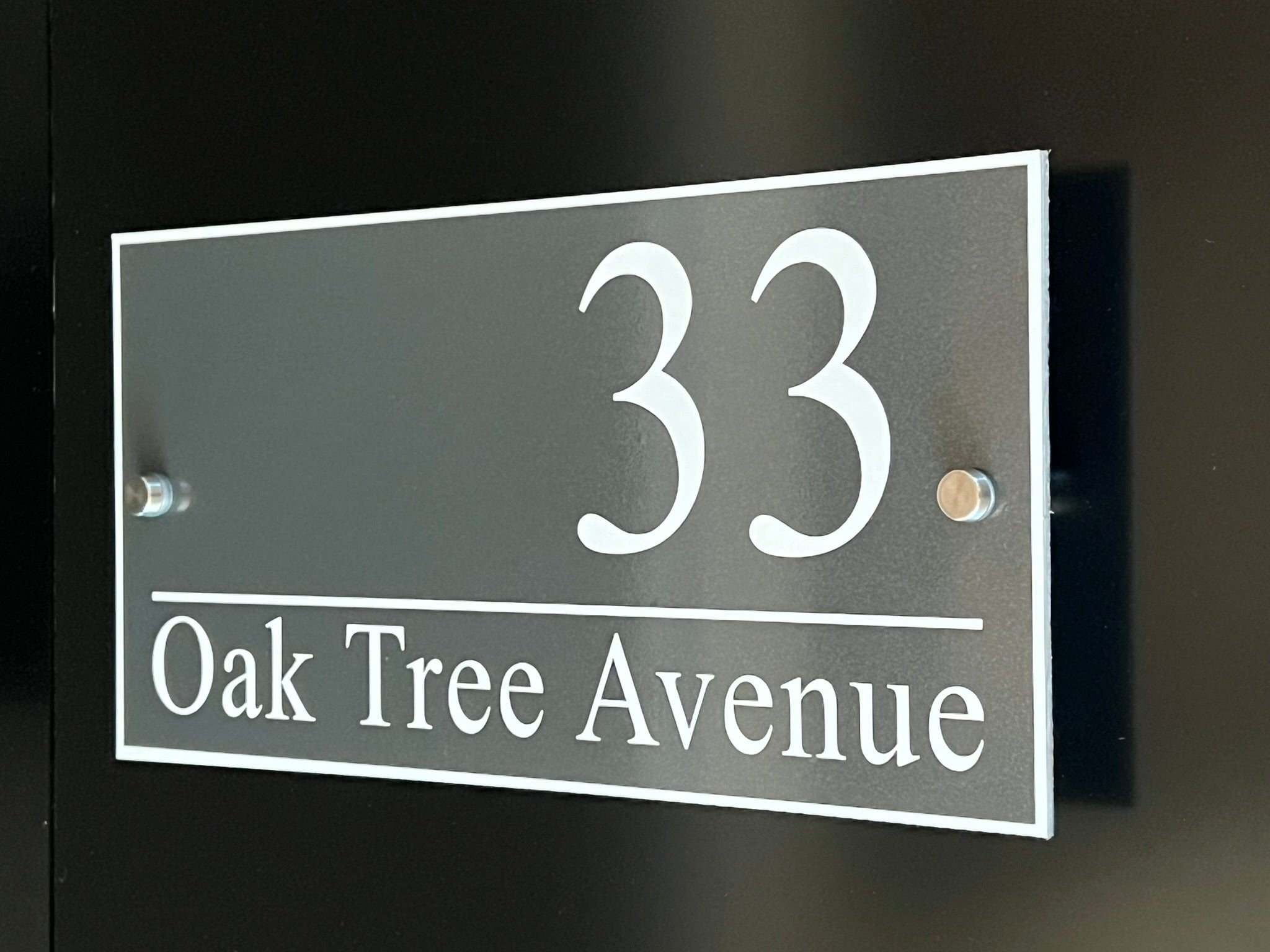 Graphite Grey Aluminium House Sign with White Lettering in Various Siz ...