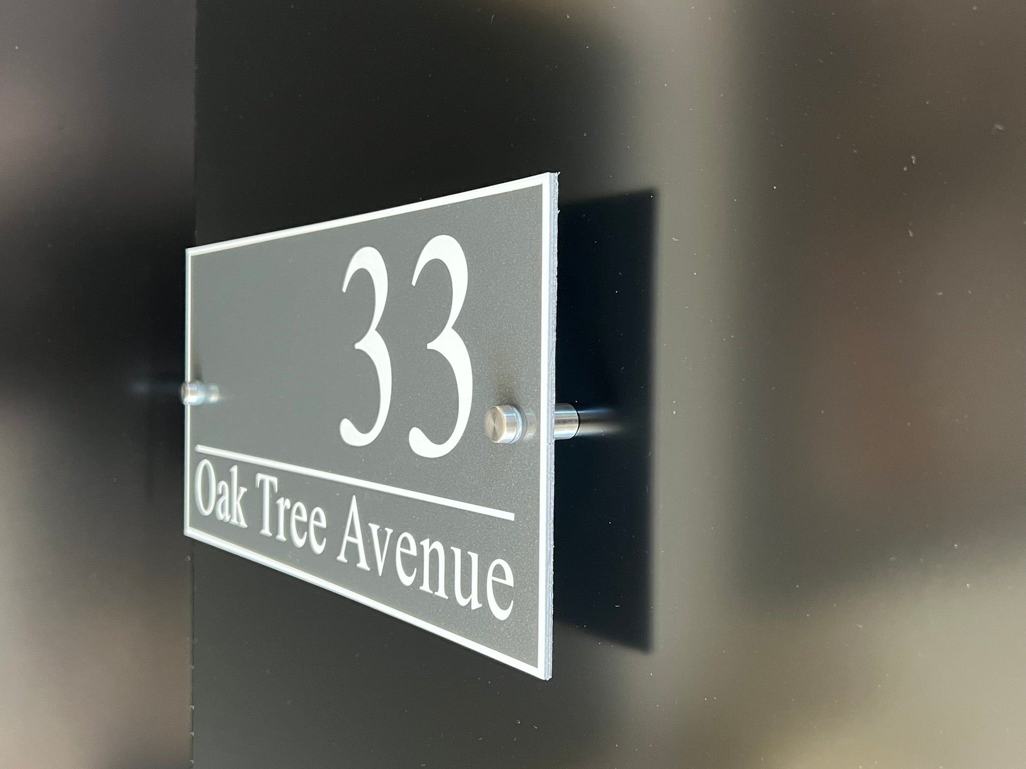 Graphite Grey Aluminium House Sign with White Lettering in Various Siz ...