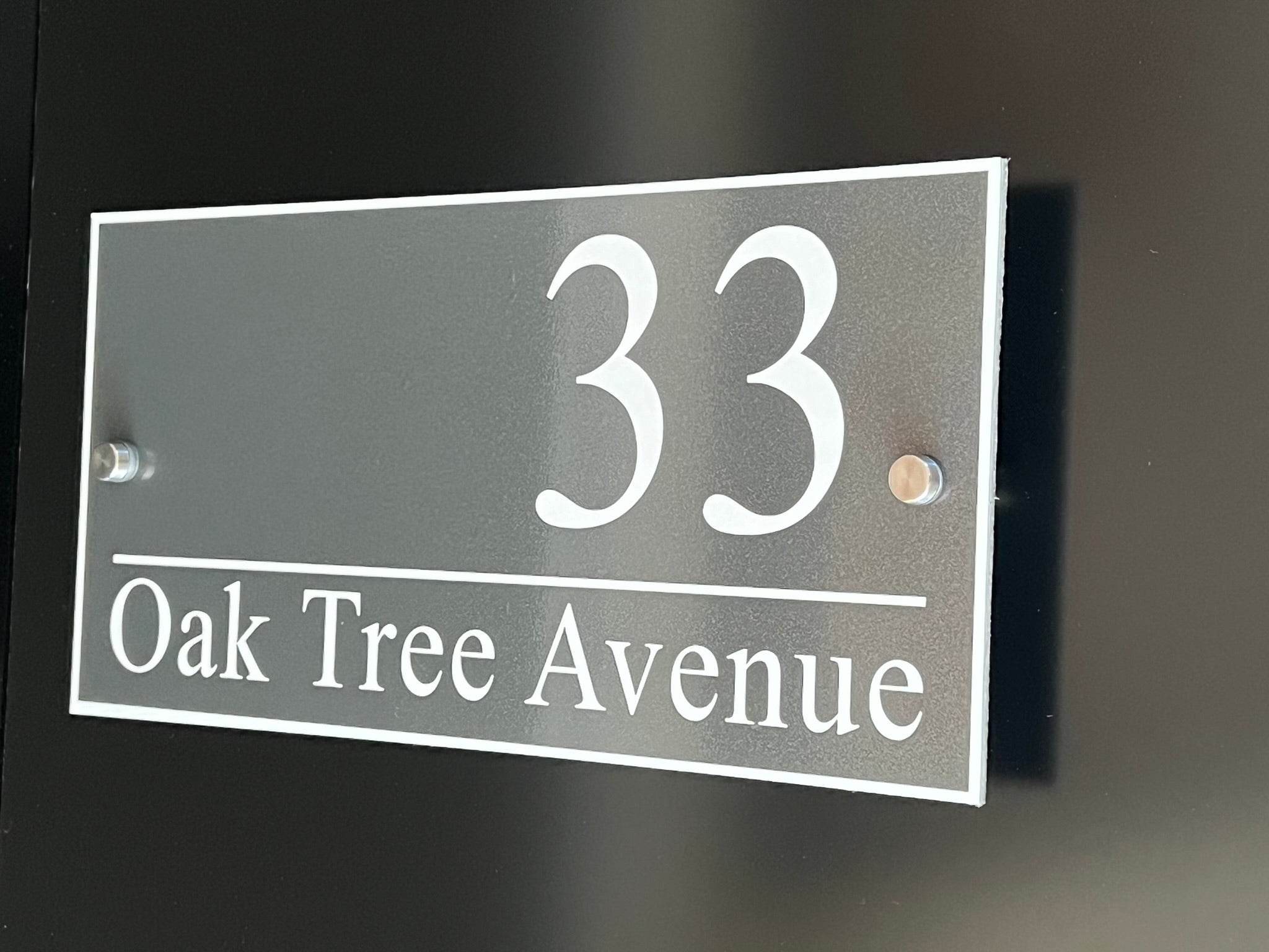 Graphite Grey Aluminium House Sign with White Lettering in Various Siz ...