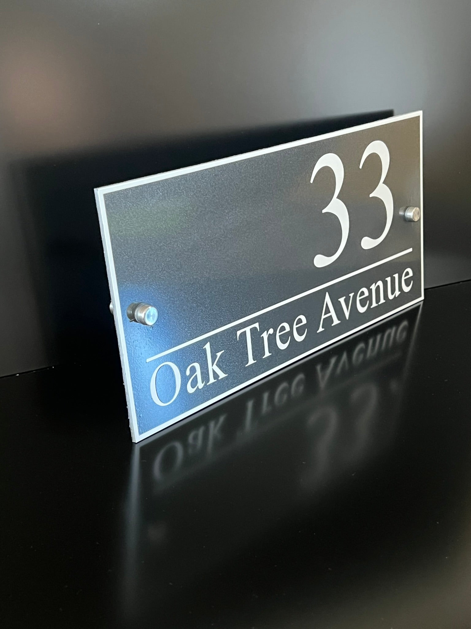 Graphite Grey Aluminium House Sign with White Lettering in Various Siz ...