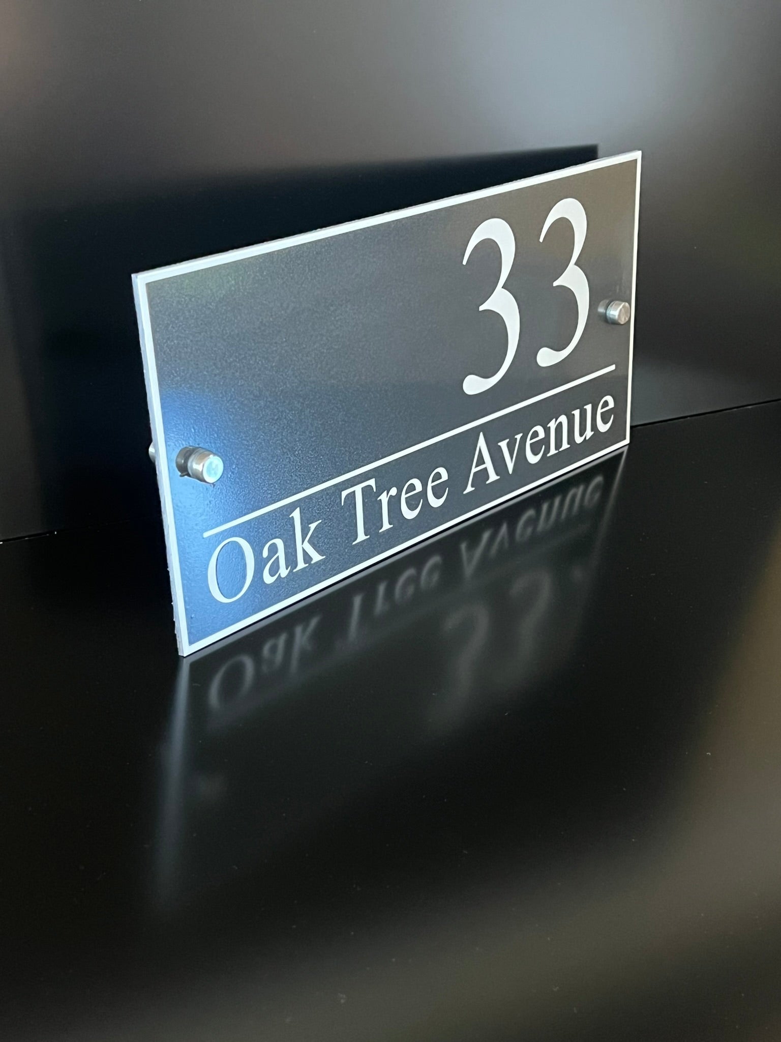 Graphite Grey Aluminium House Sign with White Lettering in Various Siz ...