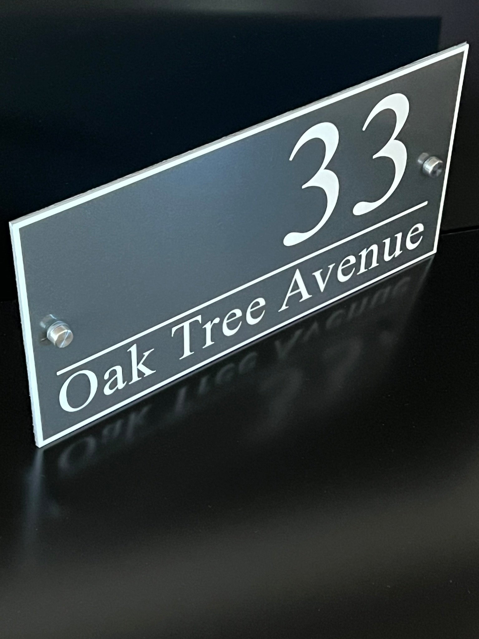 Graphite Grey Aluminium House Sign with White Lettering in Various Siz ...