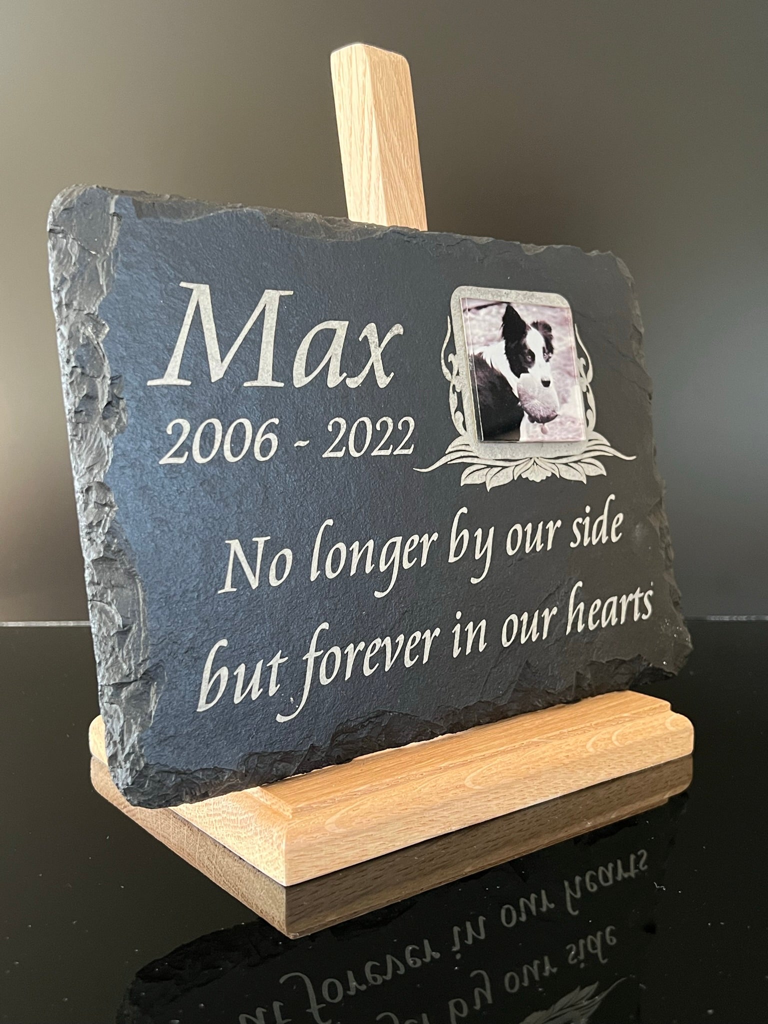 Dog memorial plaque with photo. Pet memorials for outdoors for dogs, c ...
