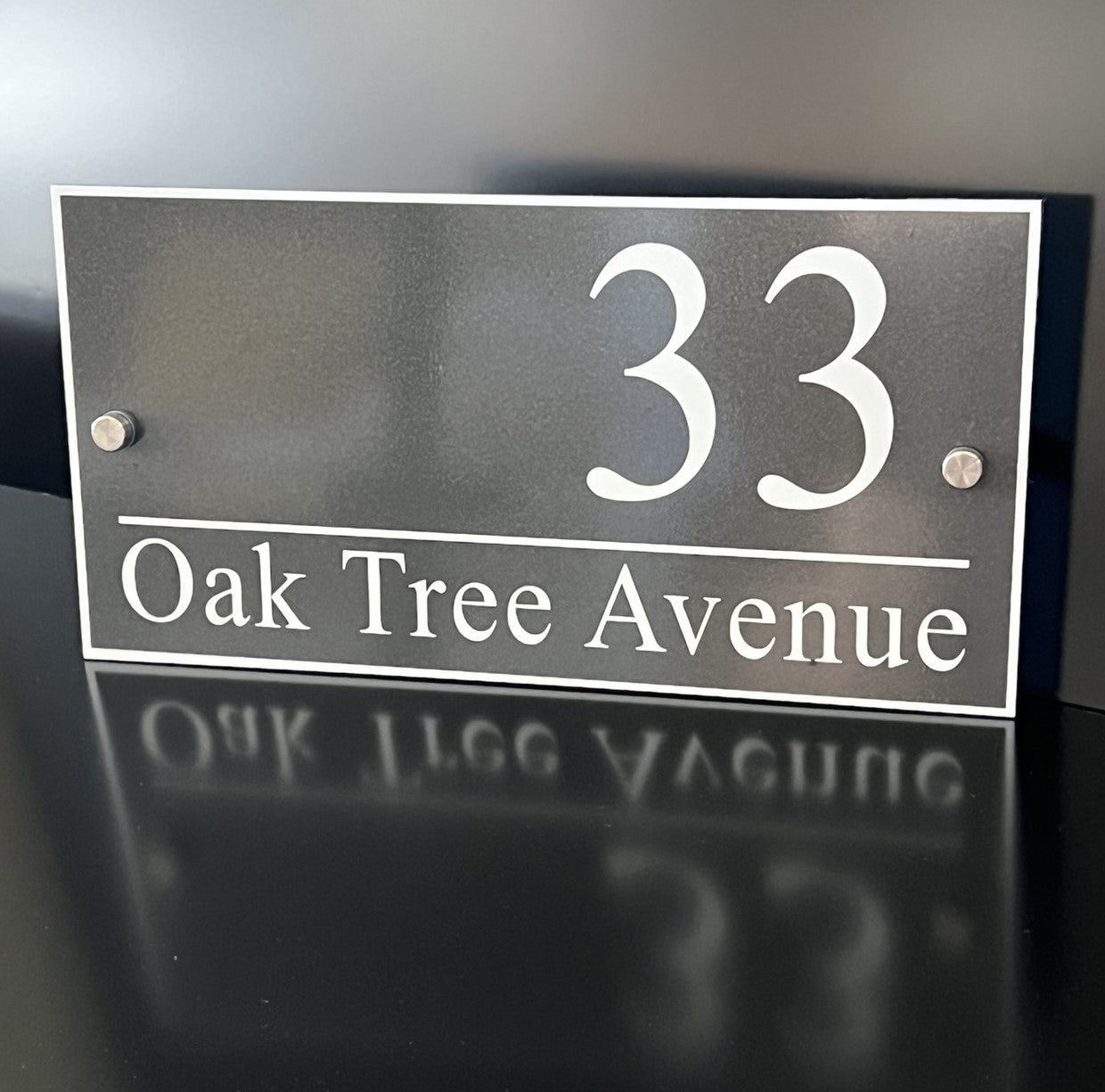 Graphite Grey Aluminium House Sign with White Lettering in Various Siz ...